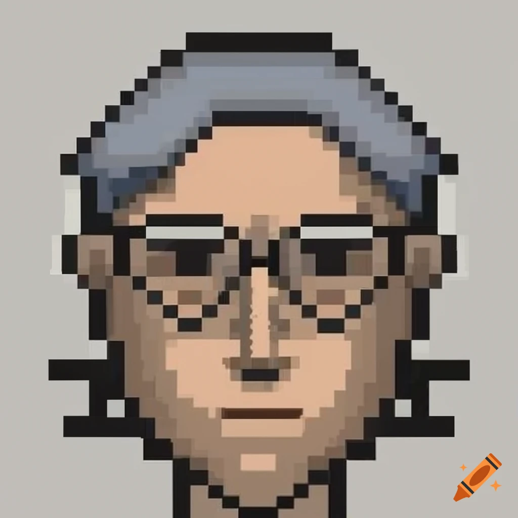 8-bit art of a man with gray hair and glasses on Craiyon