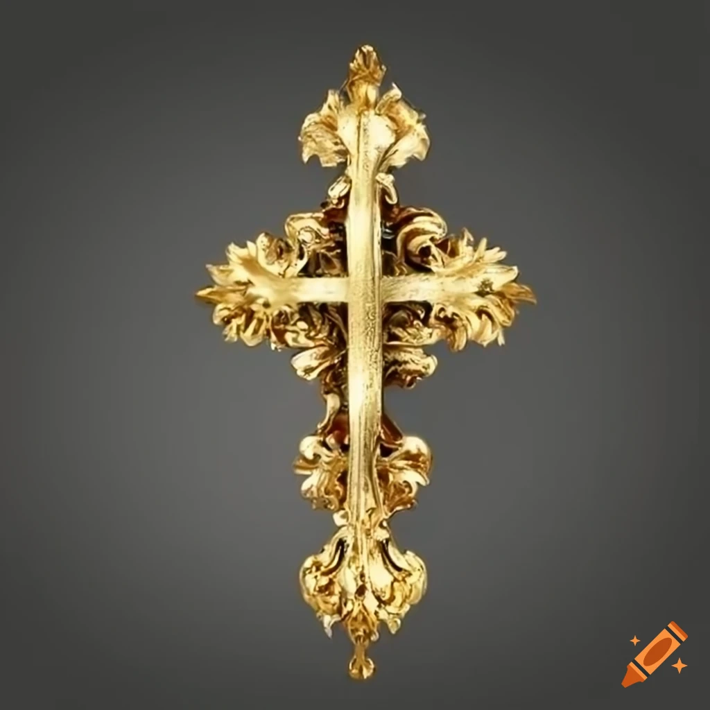Baroque gold cross on Craiyon