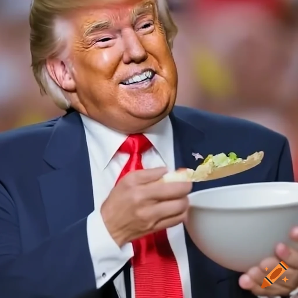 Trump enjoying a taco bowl on Craiyon