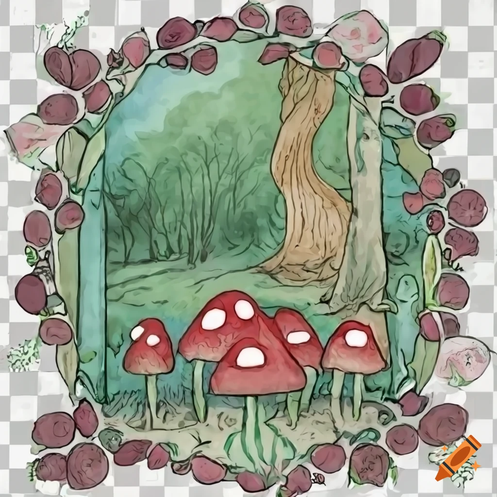 Magic mushroom farm in a medieval ethereal and surreal style on Craiyon