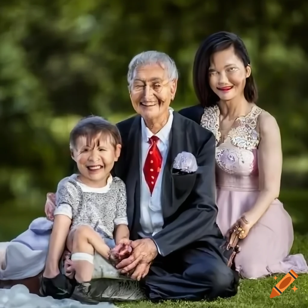 Traditional family gathering with grandparents, parents, and children ...