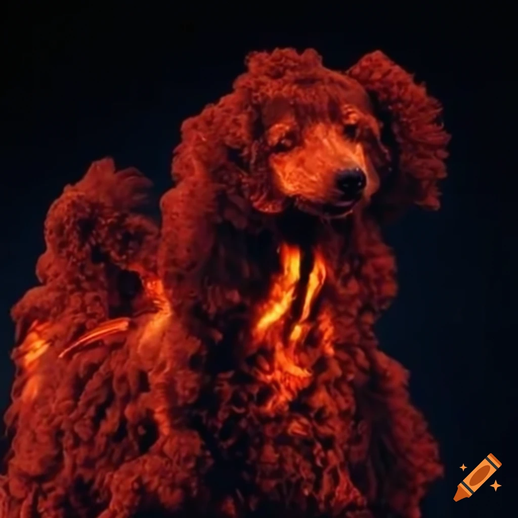 Cooling lava resembling a poodle dog shape on Craiyon