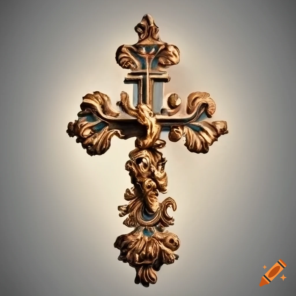 Baroque cross relief on Craiyon