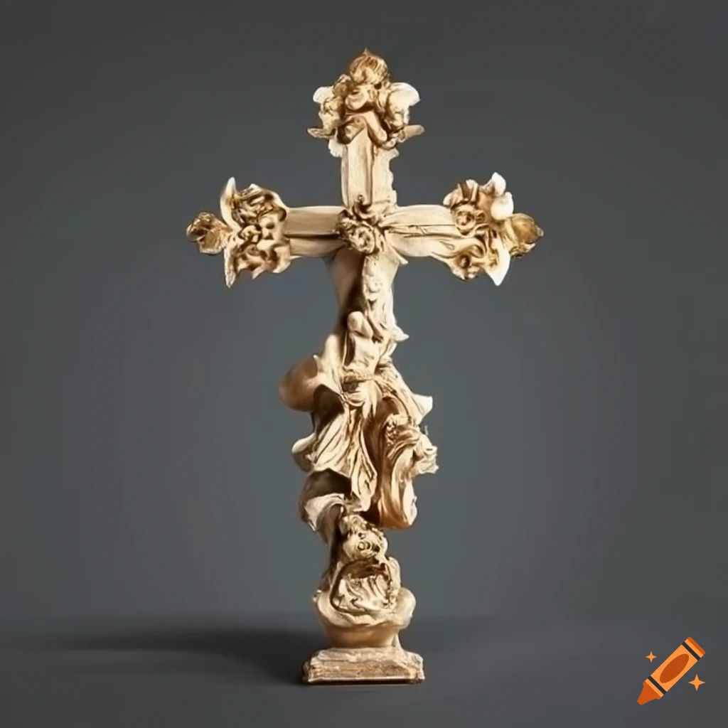 Baroque cross sculpture on Craiyon