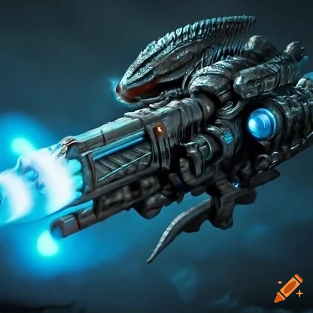 Alien plasma cannon weapon on Craiyon