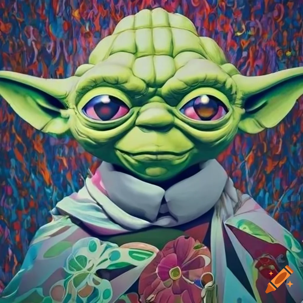 Poster of 'driving yoda' by takashi murakami on Craiyon