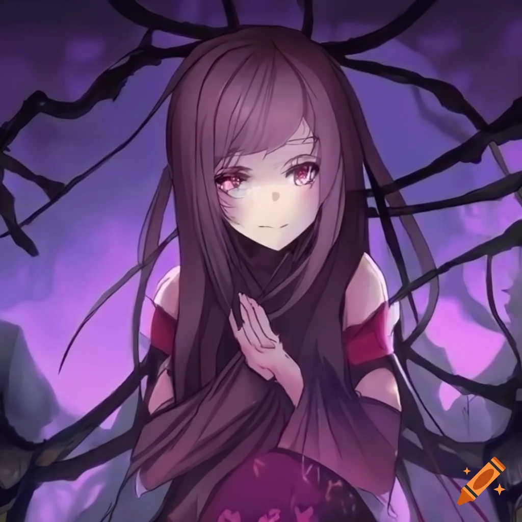 Anime girl in shadows with eldritch abomination influence on Craiyon