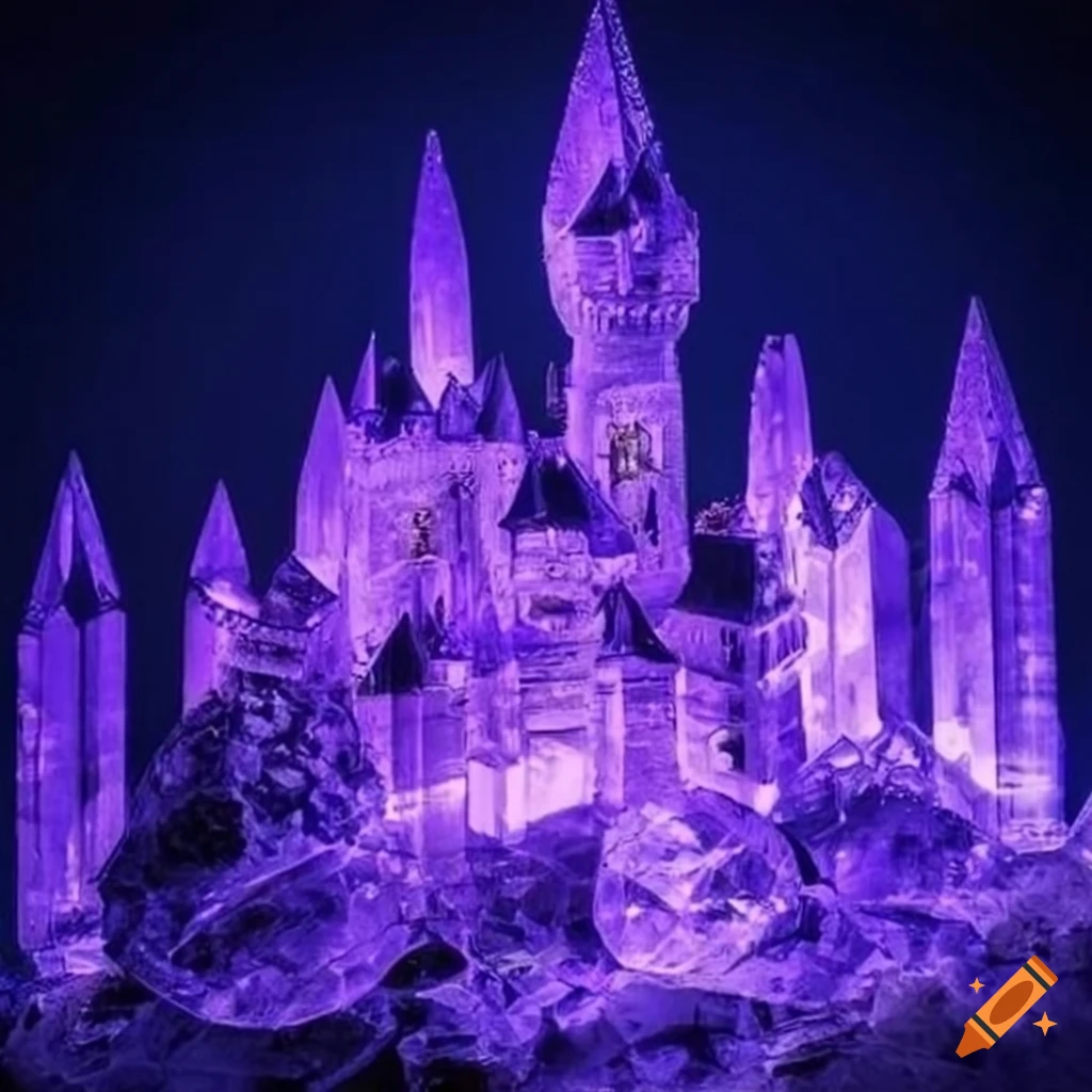 European castle made of crystals with mystical glow on Craiyon