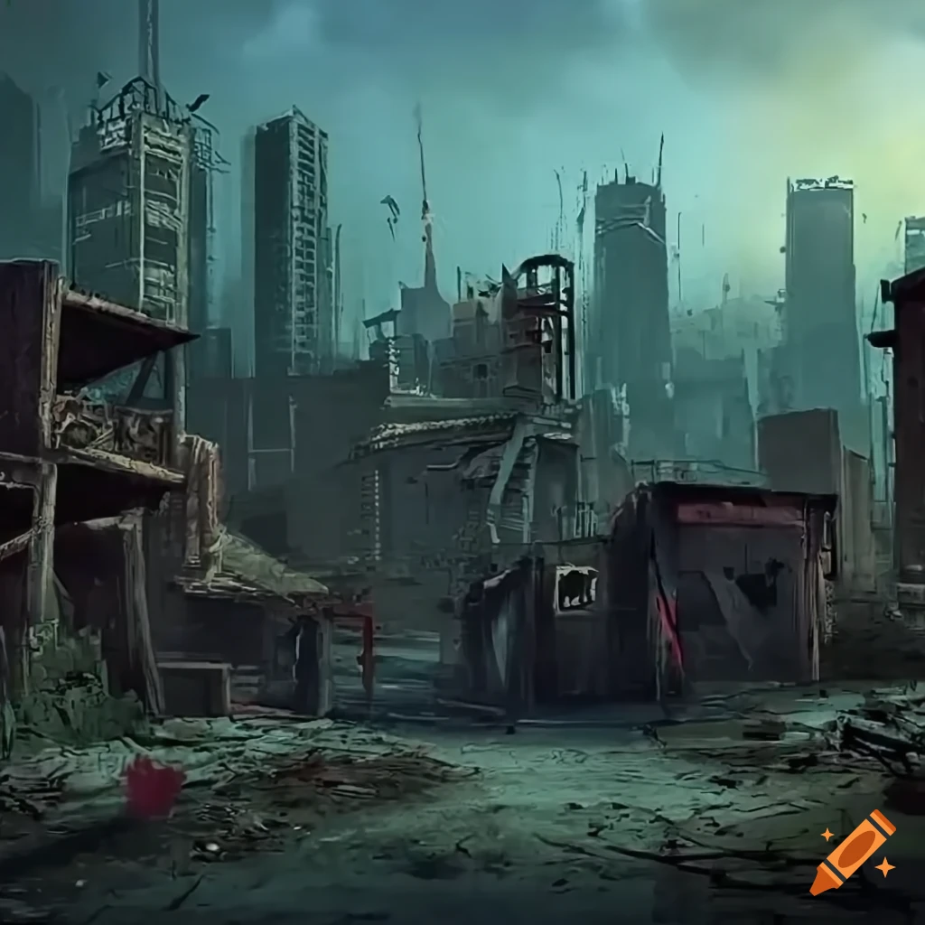 Post-apocalyptic abandoned cityscape on Craiyon