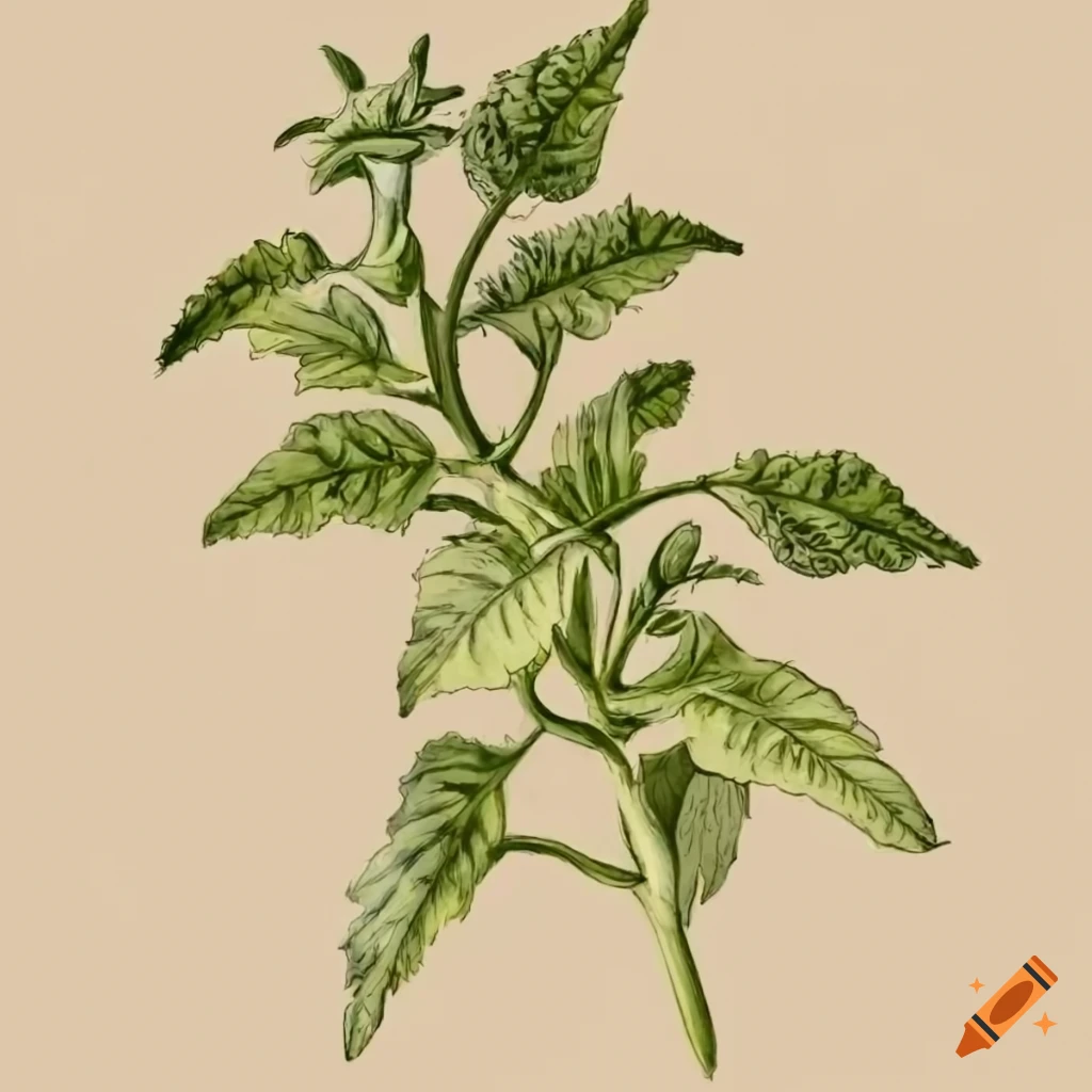 Medieval-style botanical drawings of herbs with herb names on ...