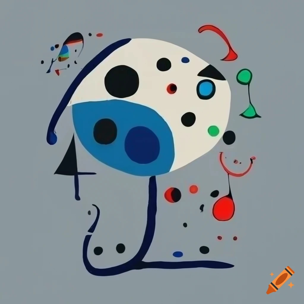 Surrealist creatures and colorful vegetation in Miro painting style on ...