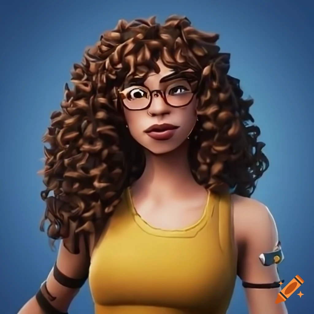 Beautiful Fortnite character with glasses, curly hair, brown eyes, tan ...