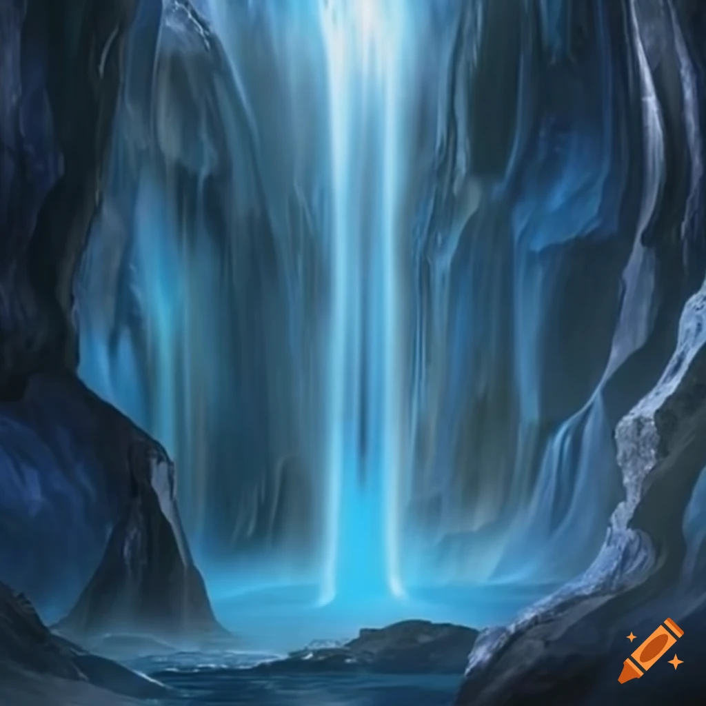 Amber Clad Waterfall in blue Halo 2 on Craiyon