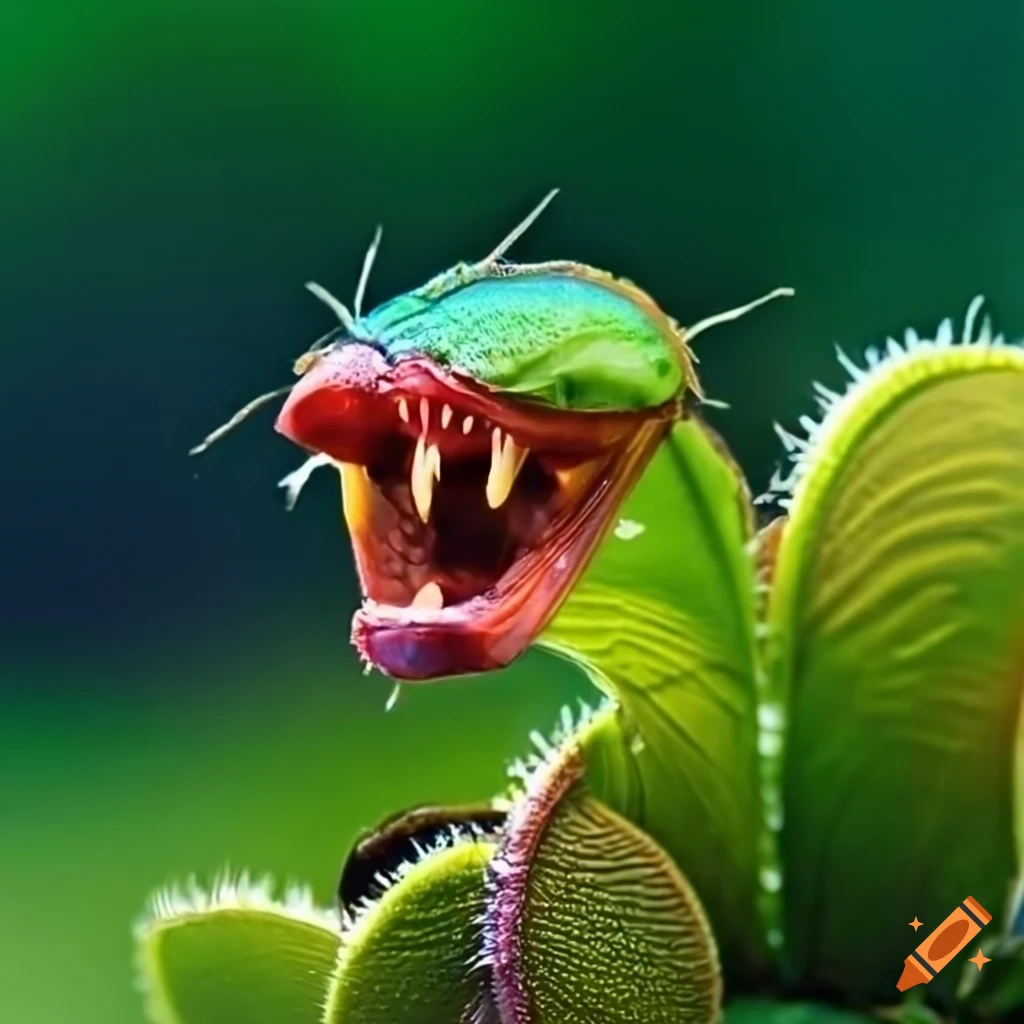 Wild flytrap with teeth on Craiyon