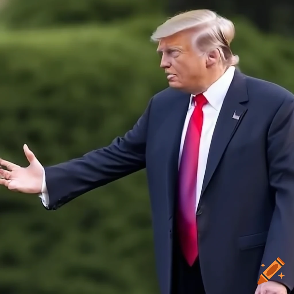 Donald Trump at the White House in a panoramic view on Craiyon