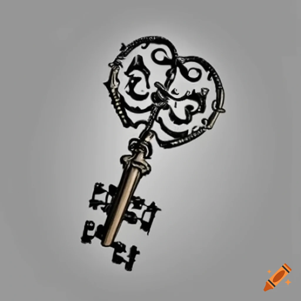 Black gothic key on a pure white background on Craiyon