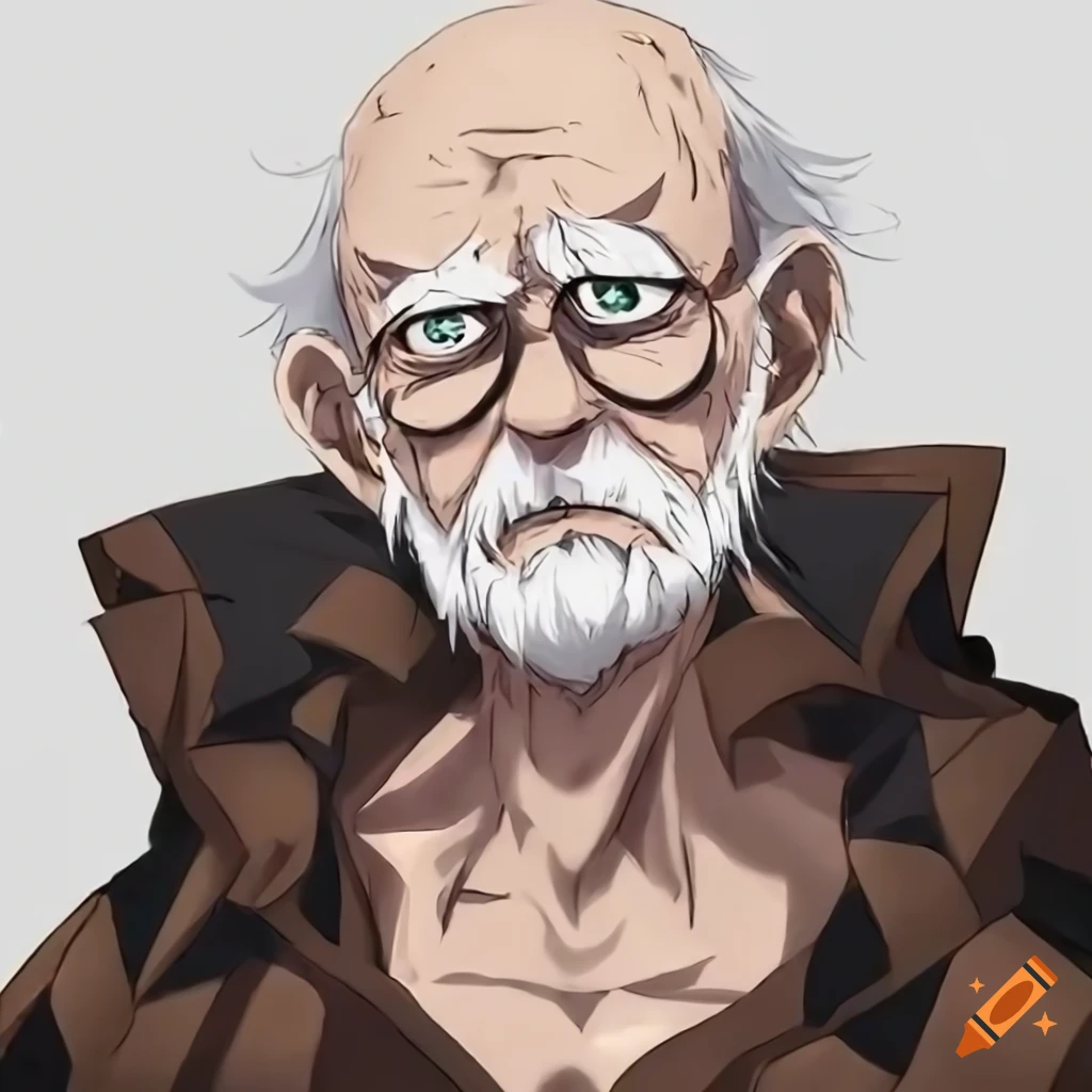 Anime character of an old man on Craiyon