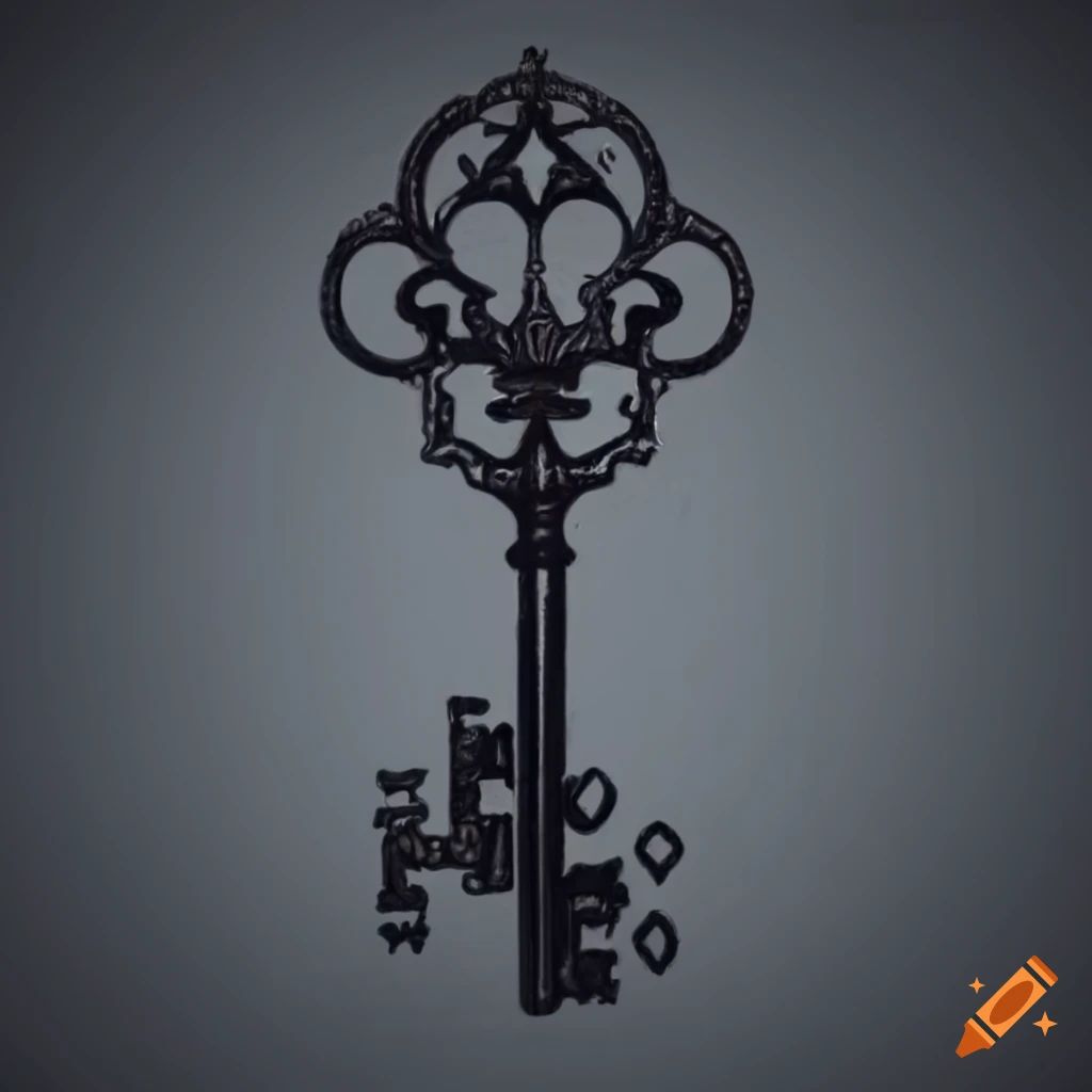 Black gothic key on a pure white background on Craiyon