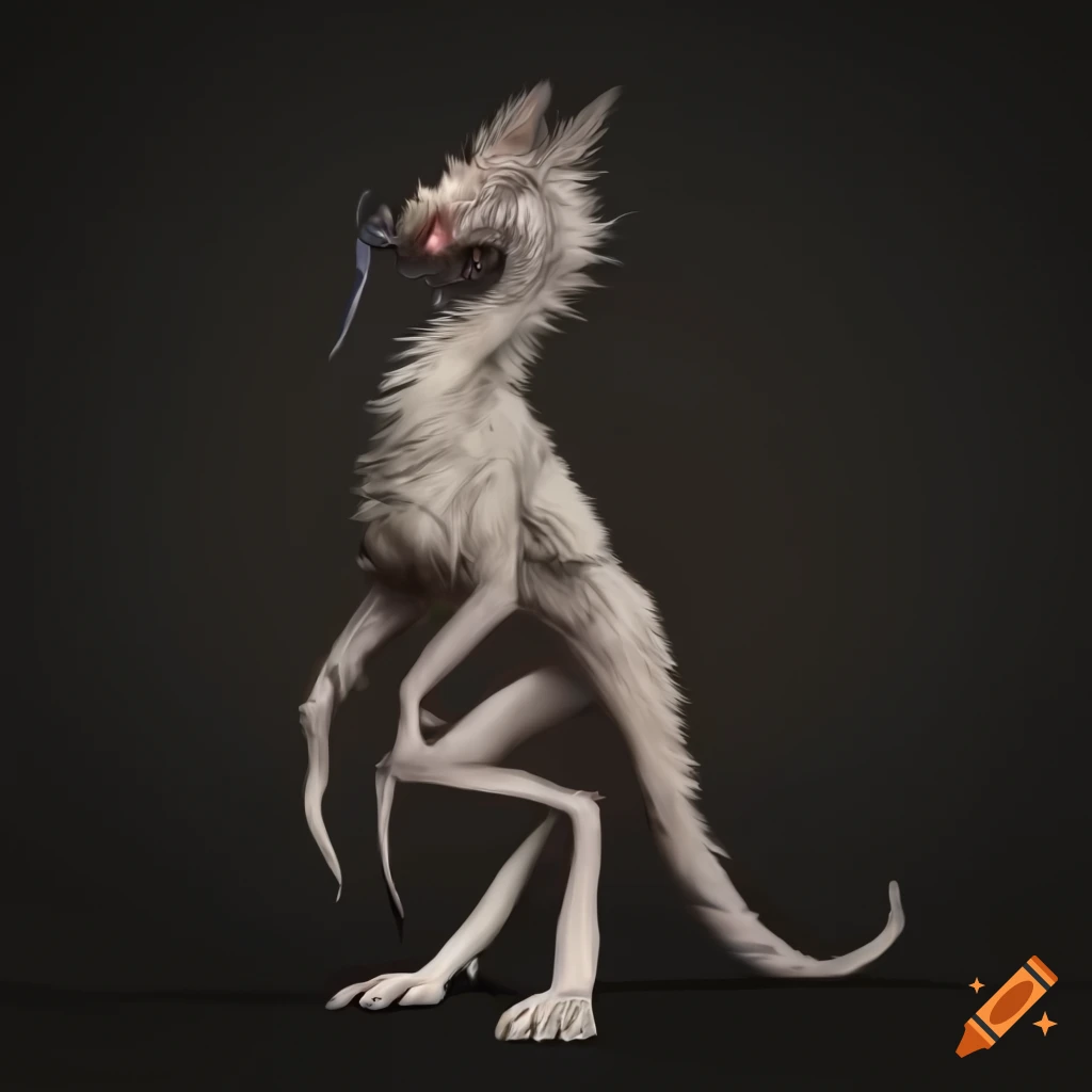 Six-legged creature in t-pose with wolf-like features in a sunny setting on Craiyon