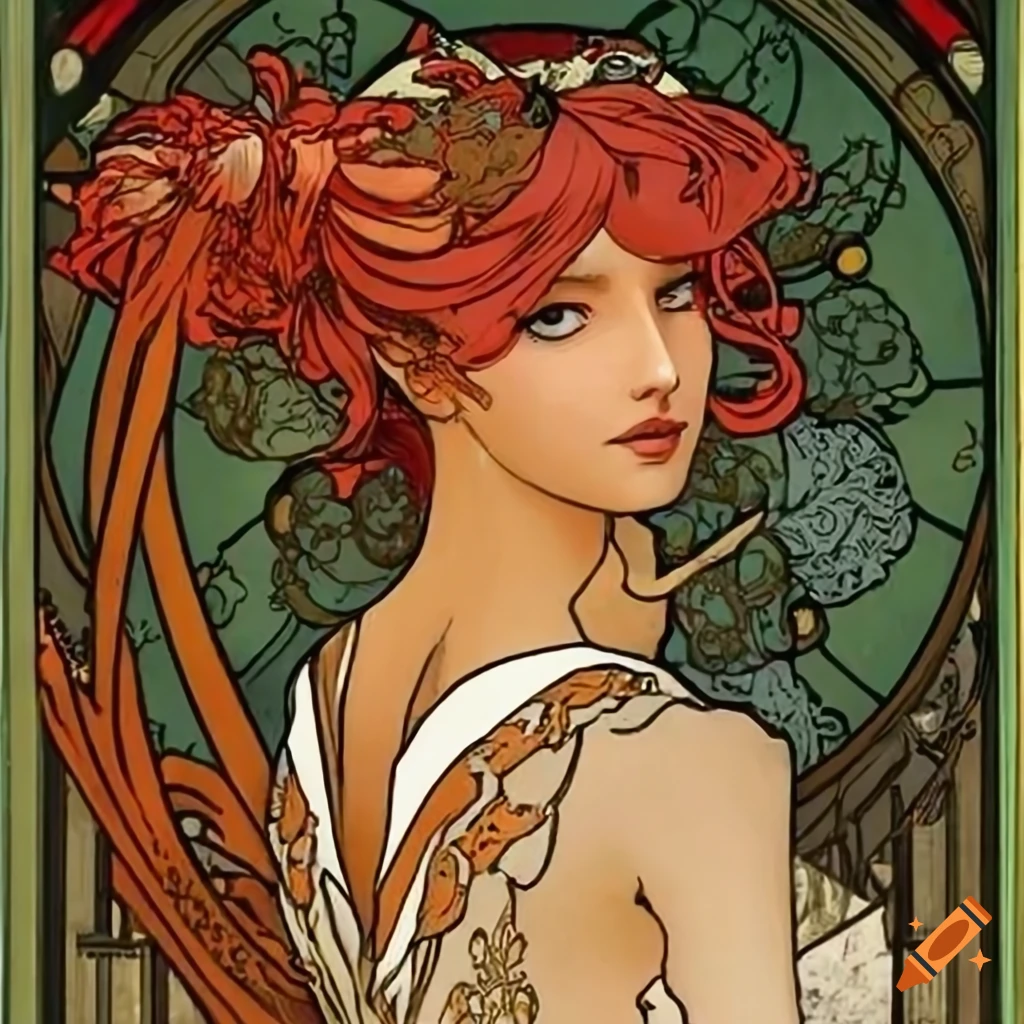 Alphonse mucha style artwork inspired by the matrix on Craiyon