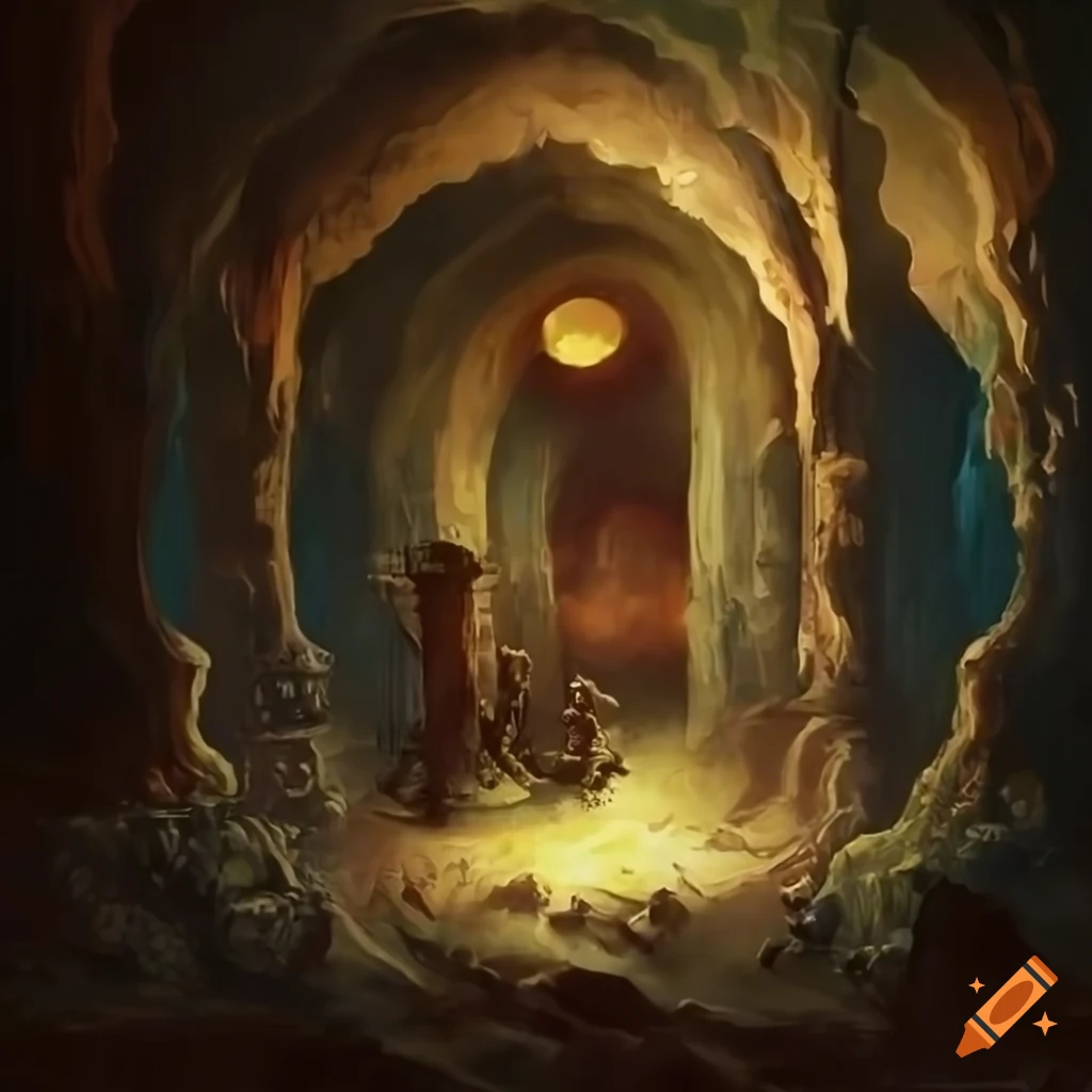 Realistic painting of a dwarven mine deep underground on Craiyon