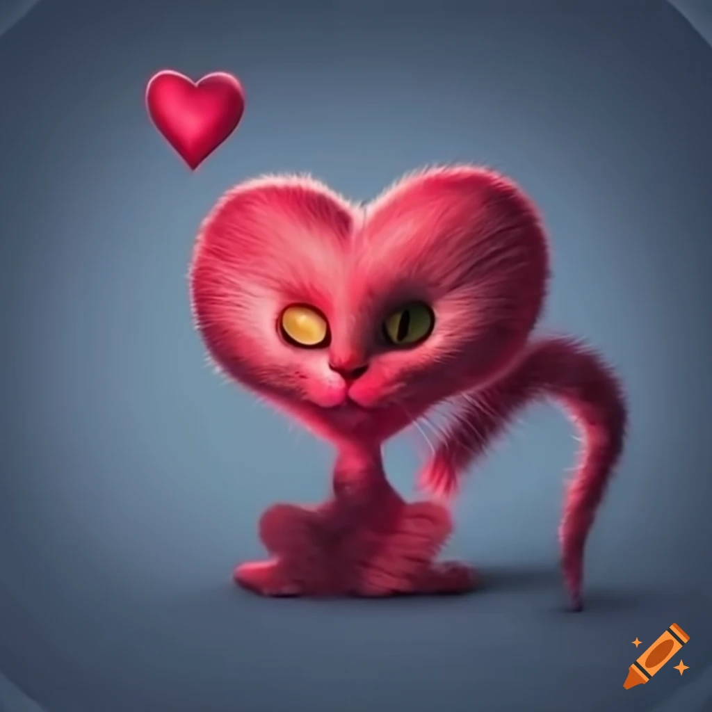 Playful cat wrapping its tail into a heart shape on Craiyon