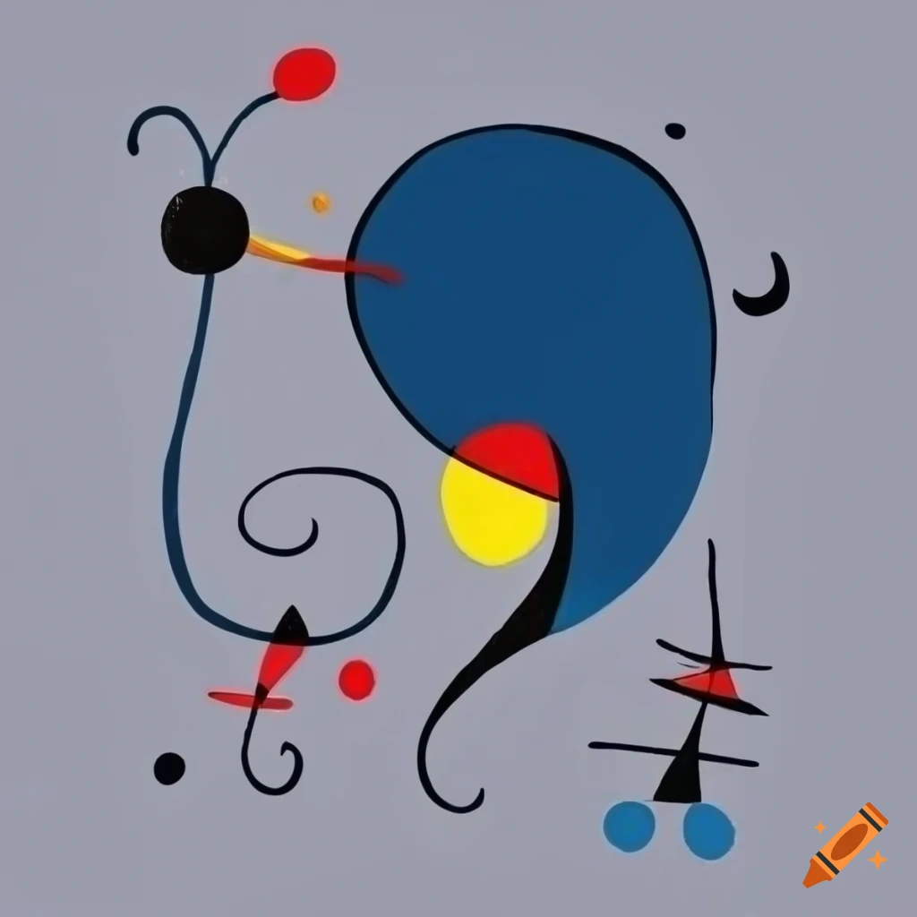 Surrealist painting with reds, yellows, whites, and blues on textured ...