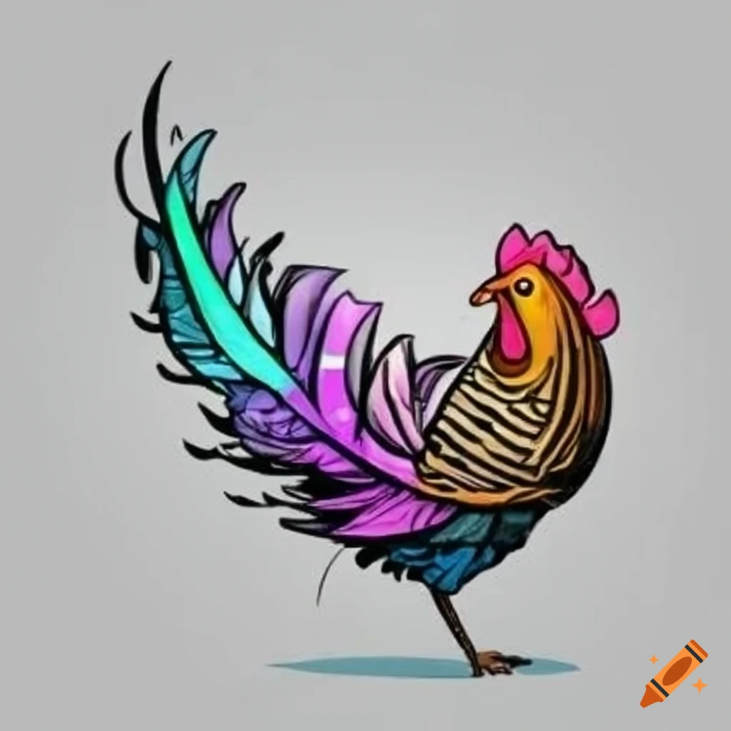 Coloring book page of a mad wet hen with rustled feathers in the rain ...