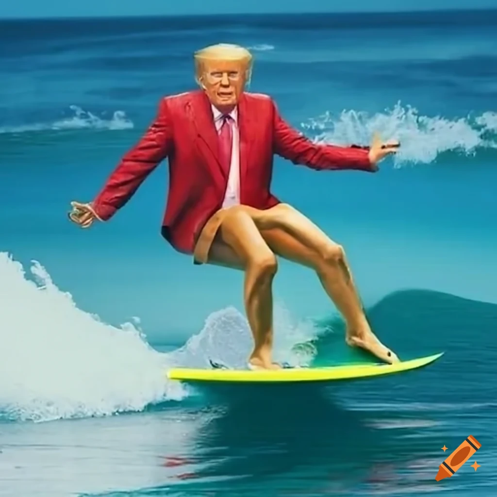 Donald Trump surfing on Craiyon
