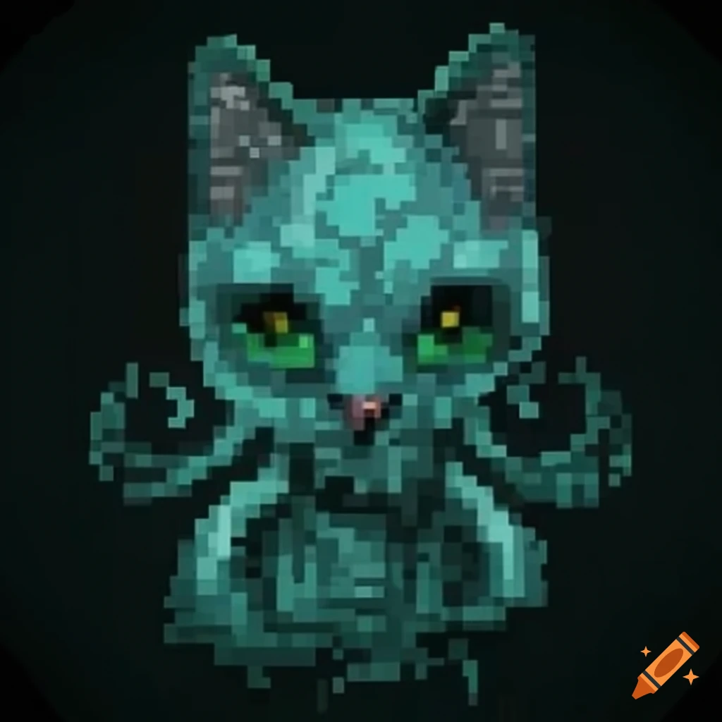 Pixelated cat and cthulhu creature on Craiyon