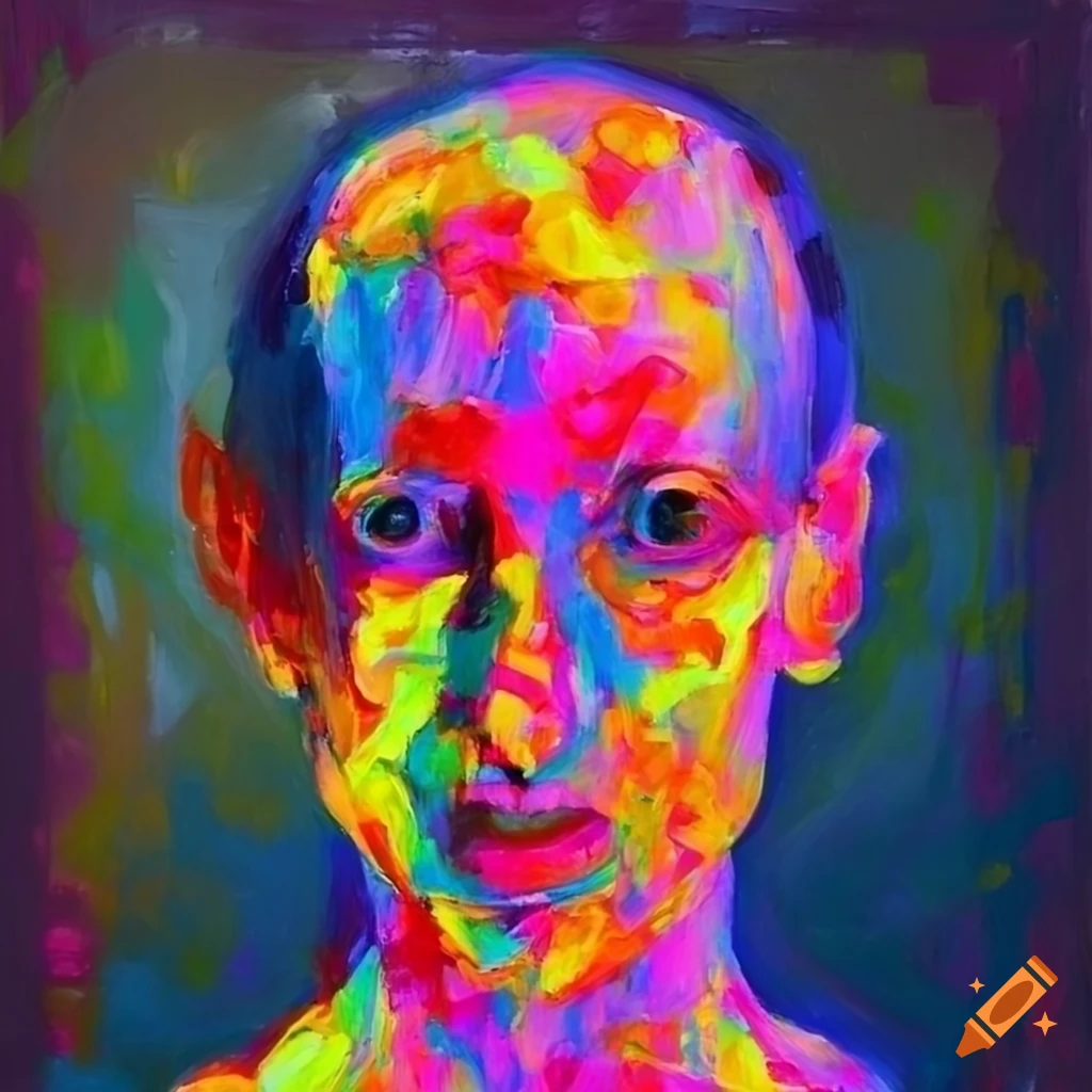 Abstract art painting of a person in fluorescent clothes on Craiyon