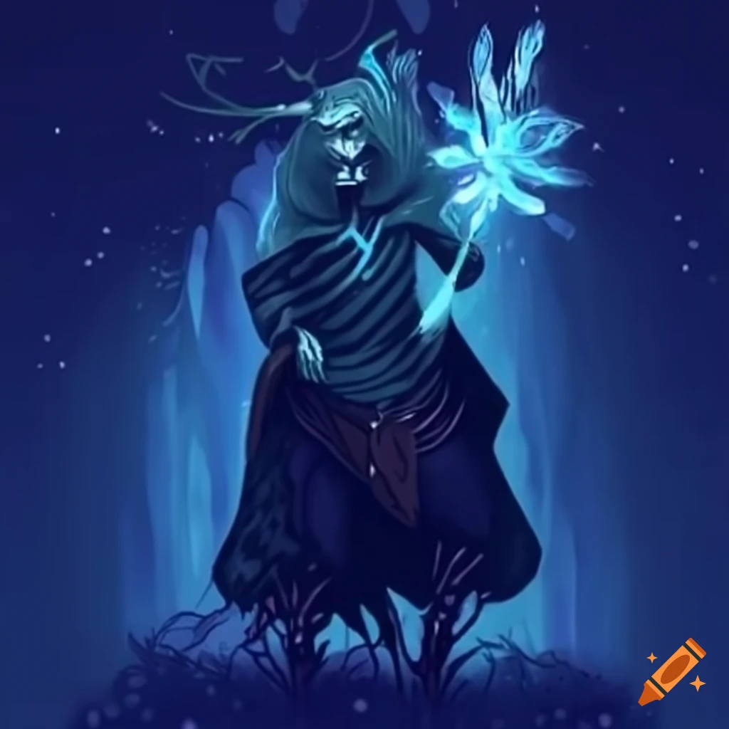 Intricately designed winter warlock inspired by wendigo with icicles ...