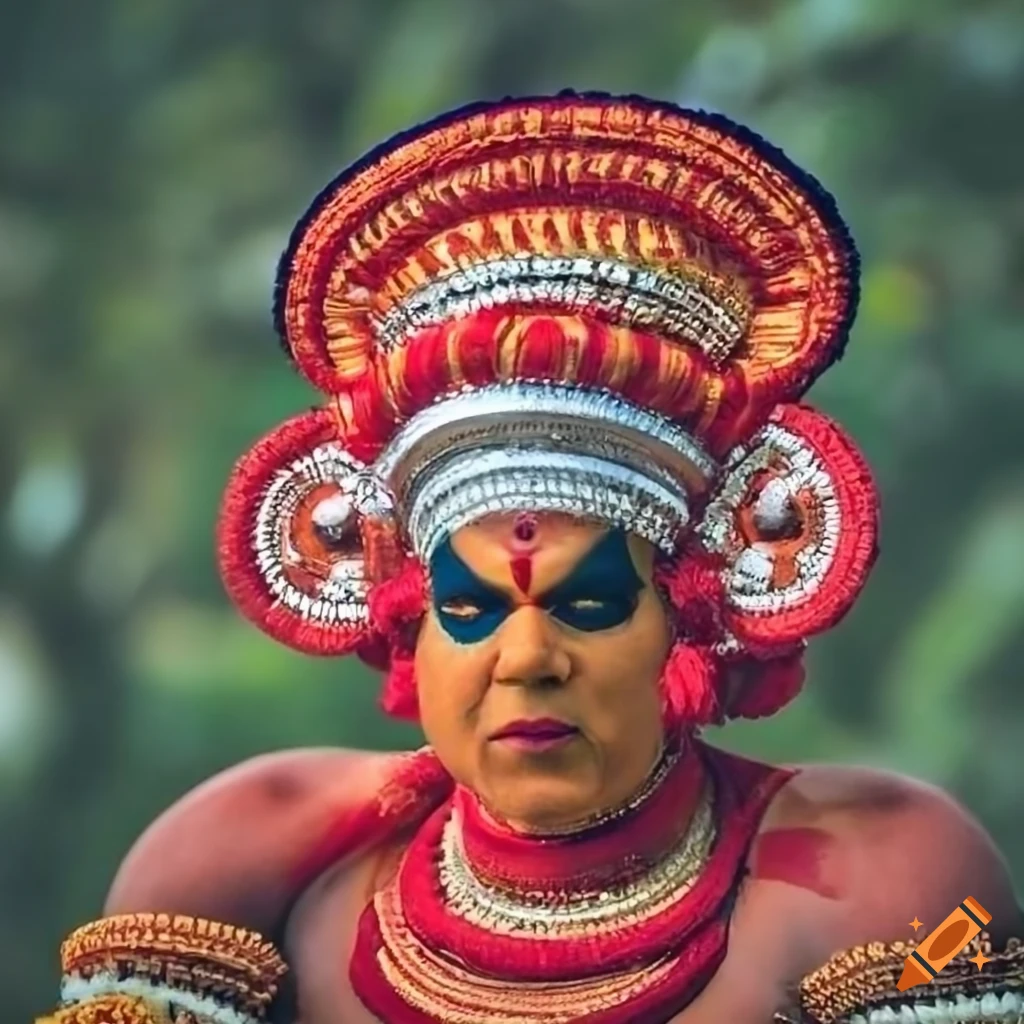 Theyyam traditional dance performance in colorful costume on Craiyon