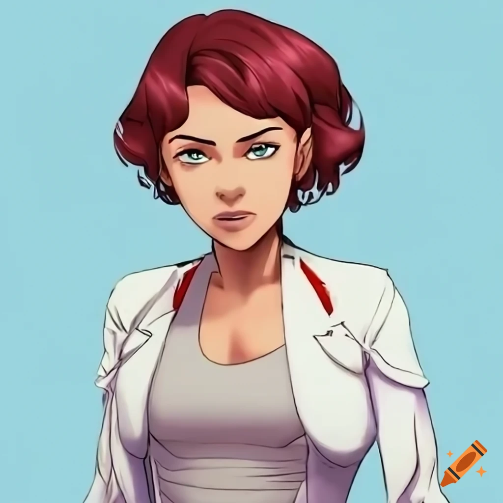 Anissa from invincible in a white suit with short hair on Craiyon
