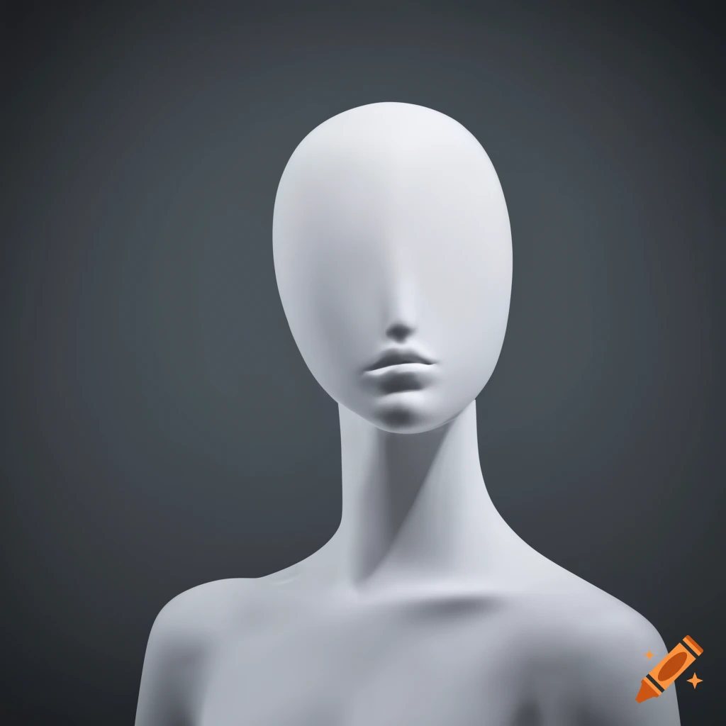 Faceless and featureless white mannequin on a simple background on Craiyon