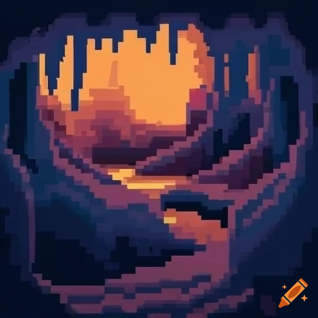 Pixel art cave background on Craiyon