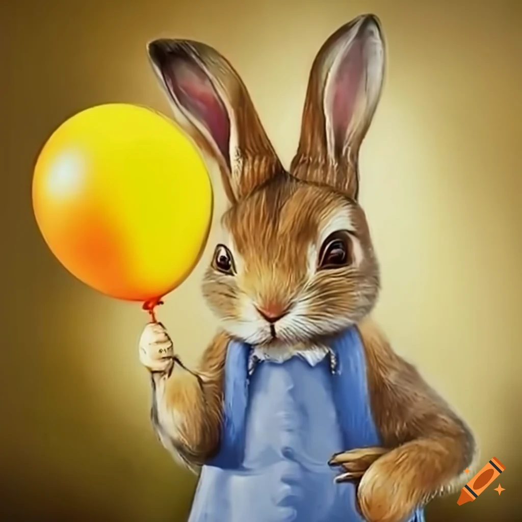 Peter rabbit with a sun-shaped balloon on Craiyon