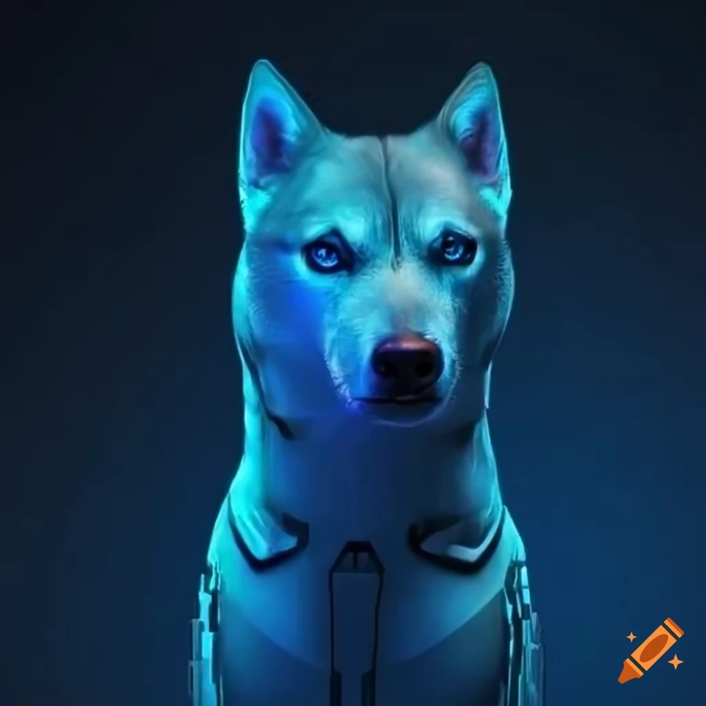 Futuristic husky design with neon lights in digital art on Craiyon