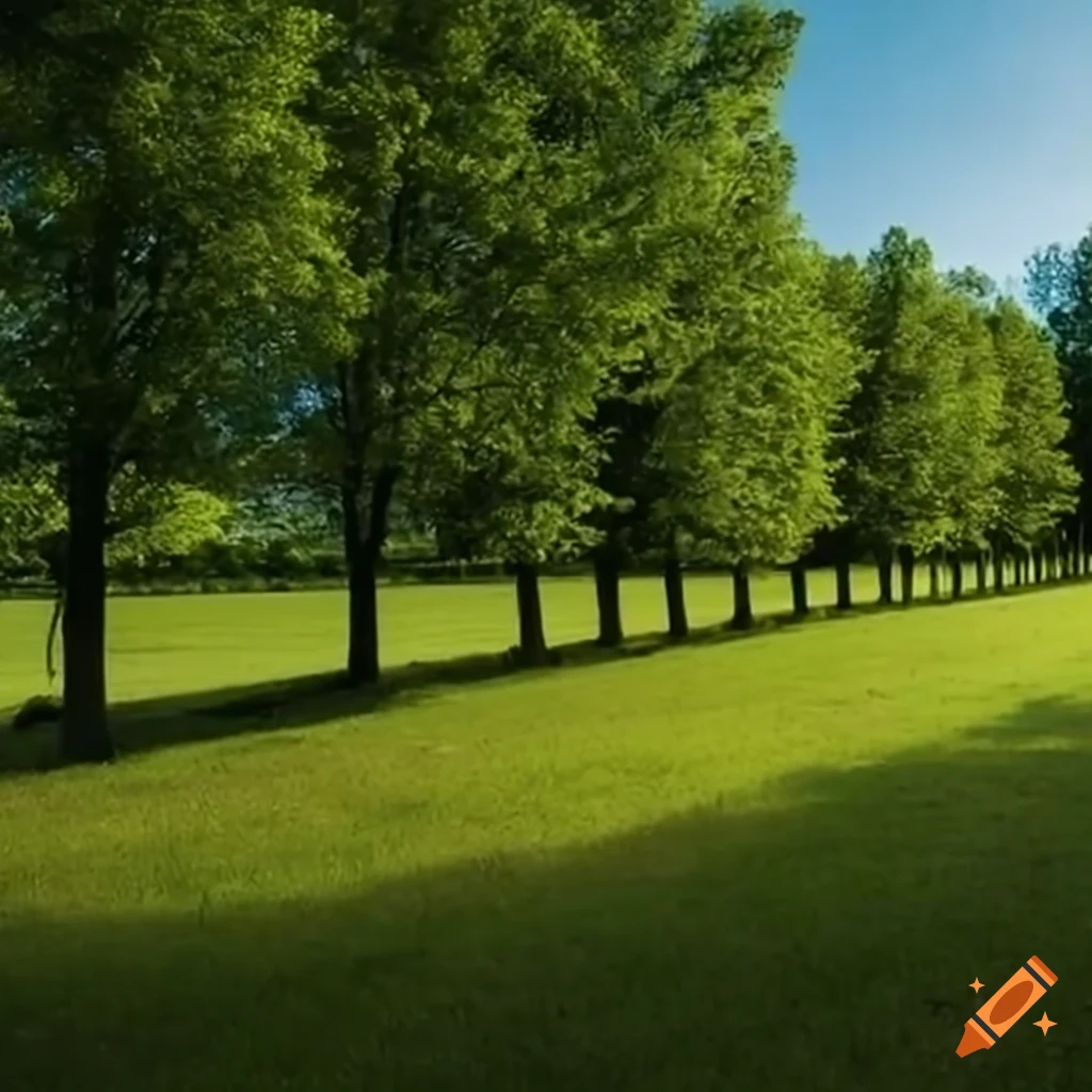 Row of trees in a summer landscape on Craiyon