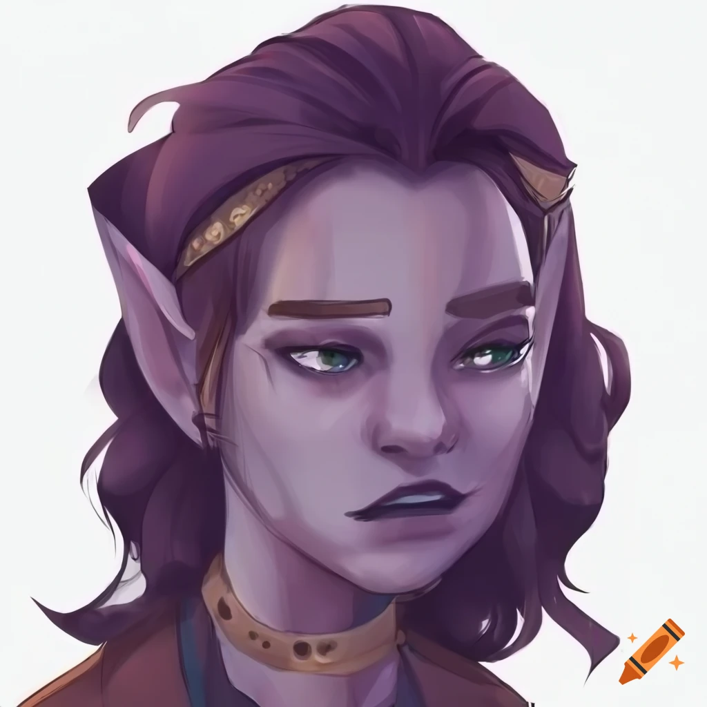 Frowning headshot in dnd official art style on white background on Craiyon