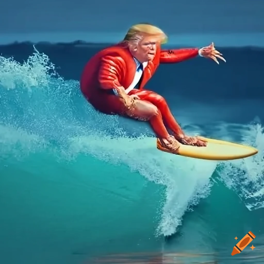 Donald trump surfing on Craiyon