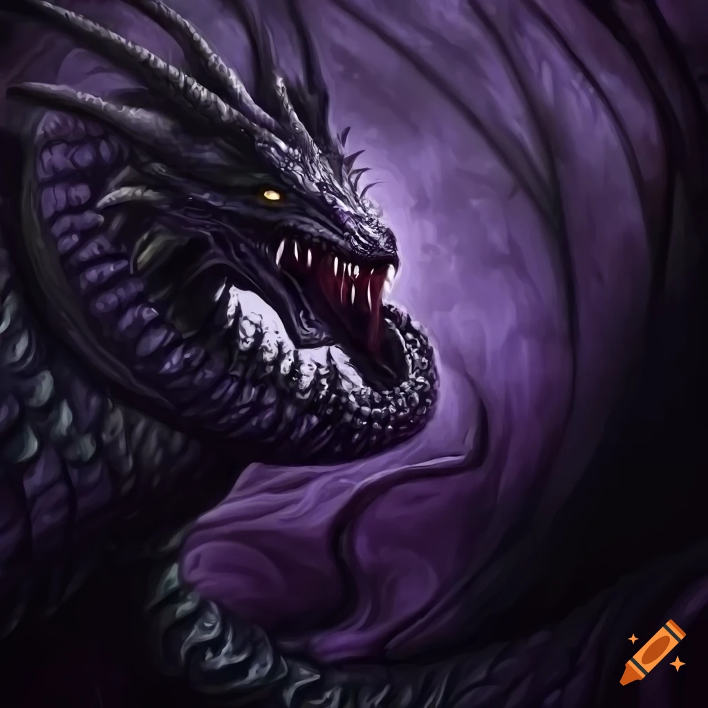 Artistic depiction of a green venomous dragon with purple ooze in a ...