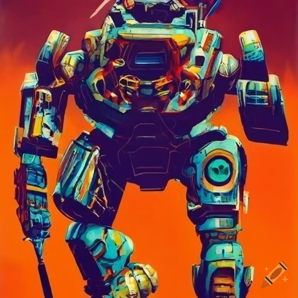 Amusing vintage poster showcasing a sleek and stylish mech design on ...