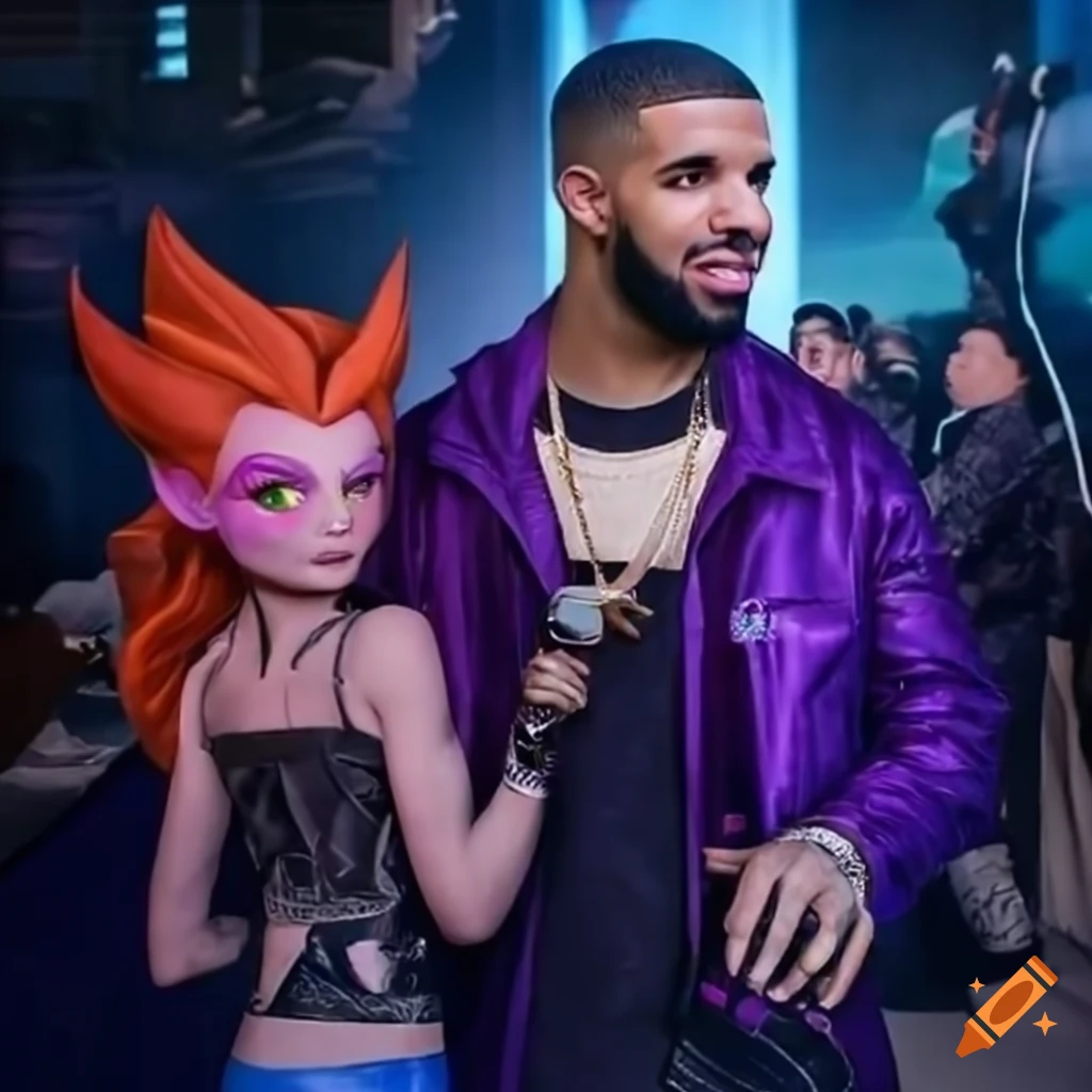 Rapper drake with character zoe from league of legends on Craiyon