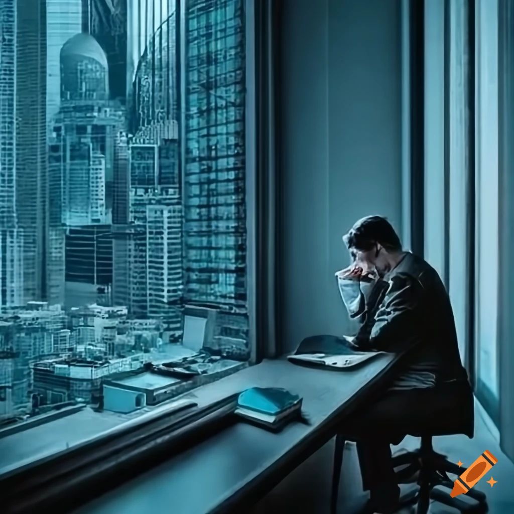 Lonely and sad leader in an office in a high-level building on Craiyon