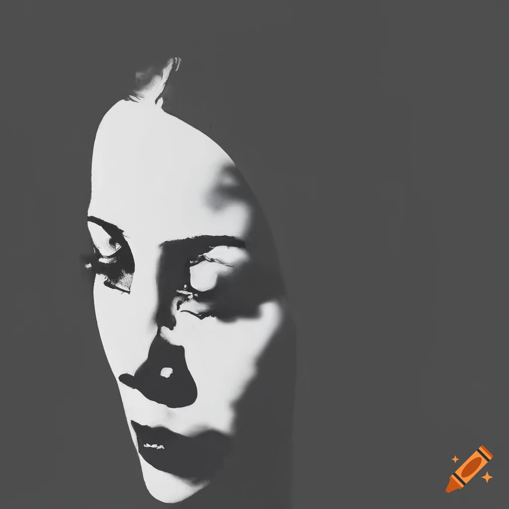 Woman crying while smiling in banksy style stencil art on Craiyon