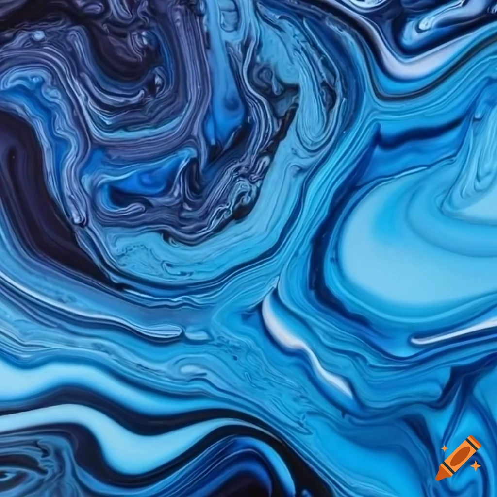Abstract epoxy texture with light blue and white ink mix on Craiyon