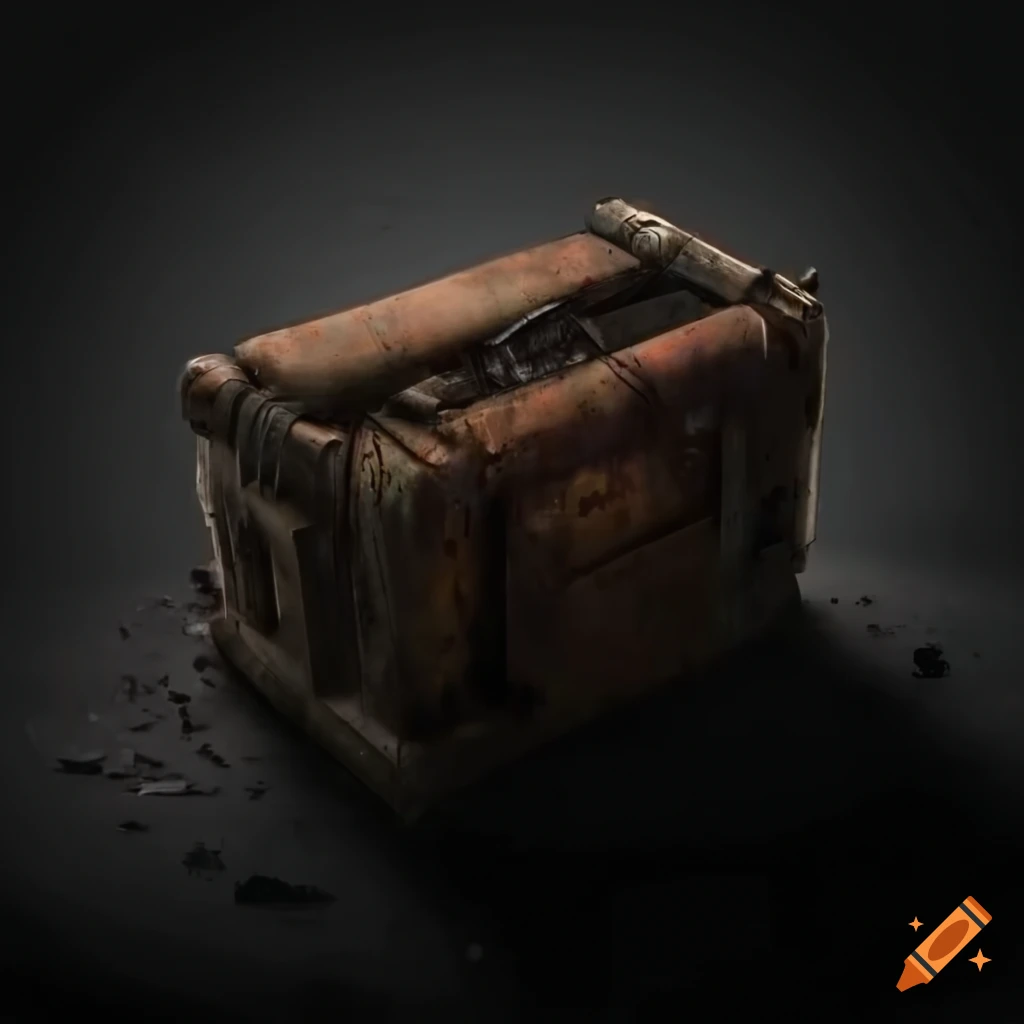 Post-apocalyptic crate of ammo in an abandoned dieselpunk weapons ...
