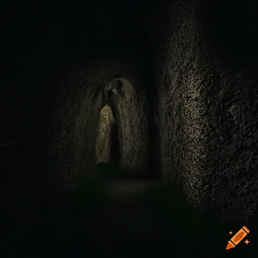 Underground maze with stone walls and high ceiling on Craiyon
