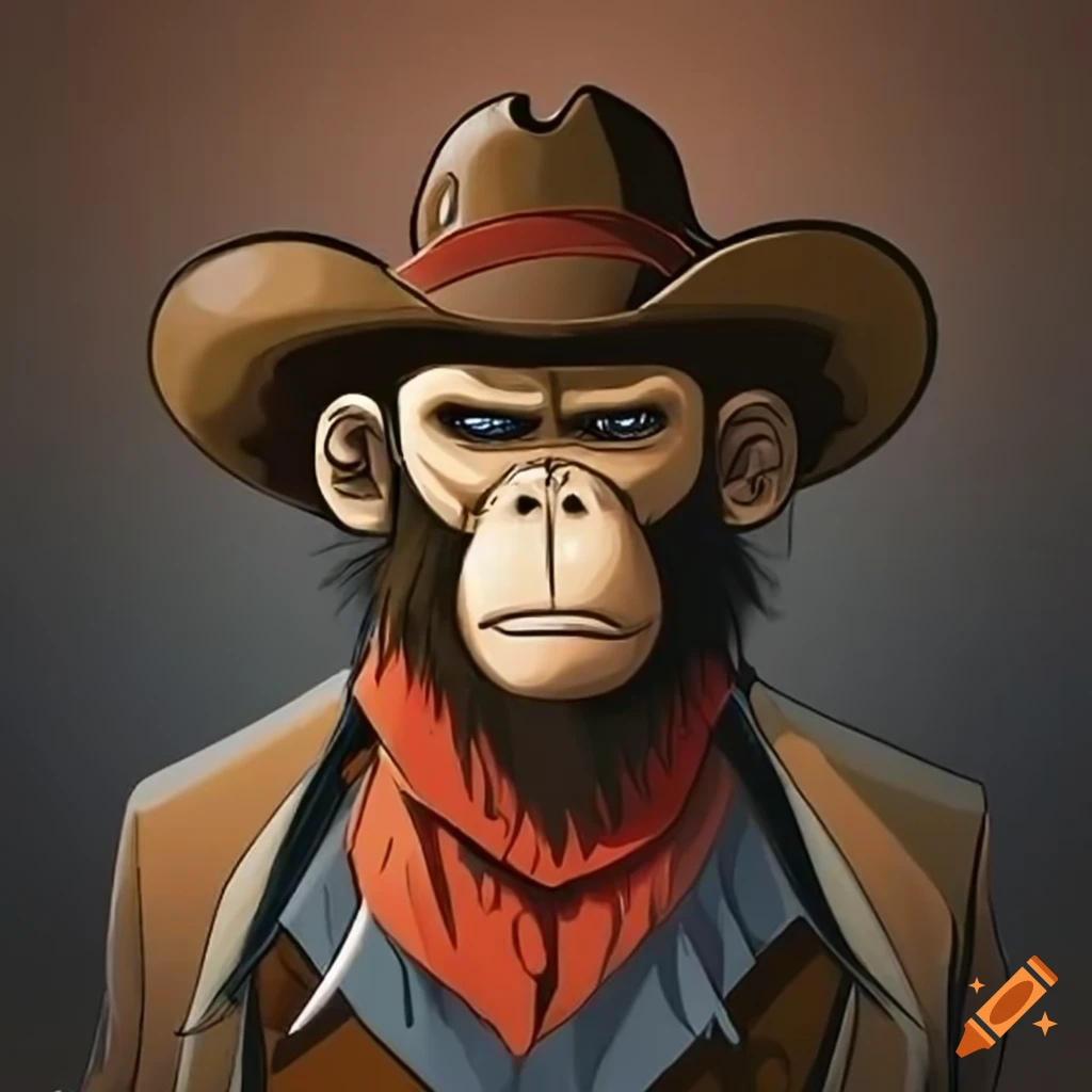 Ape cowboy outlaw character on Craiyon